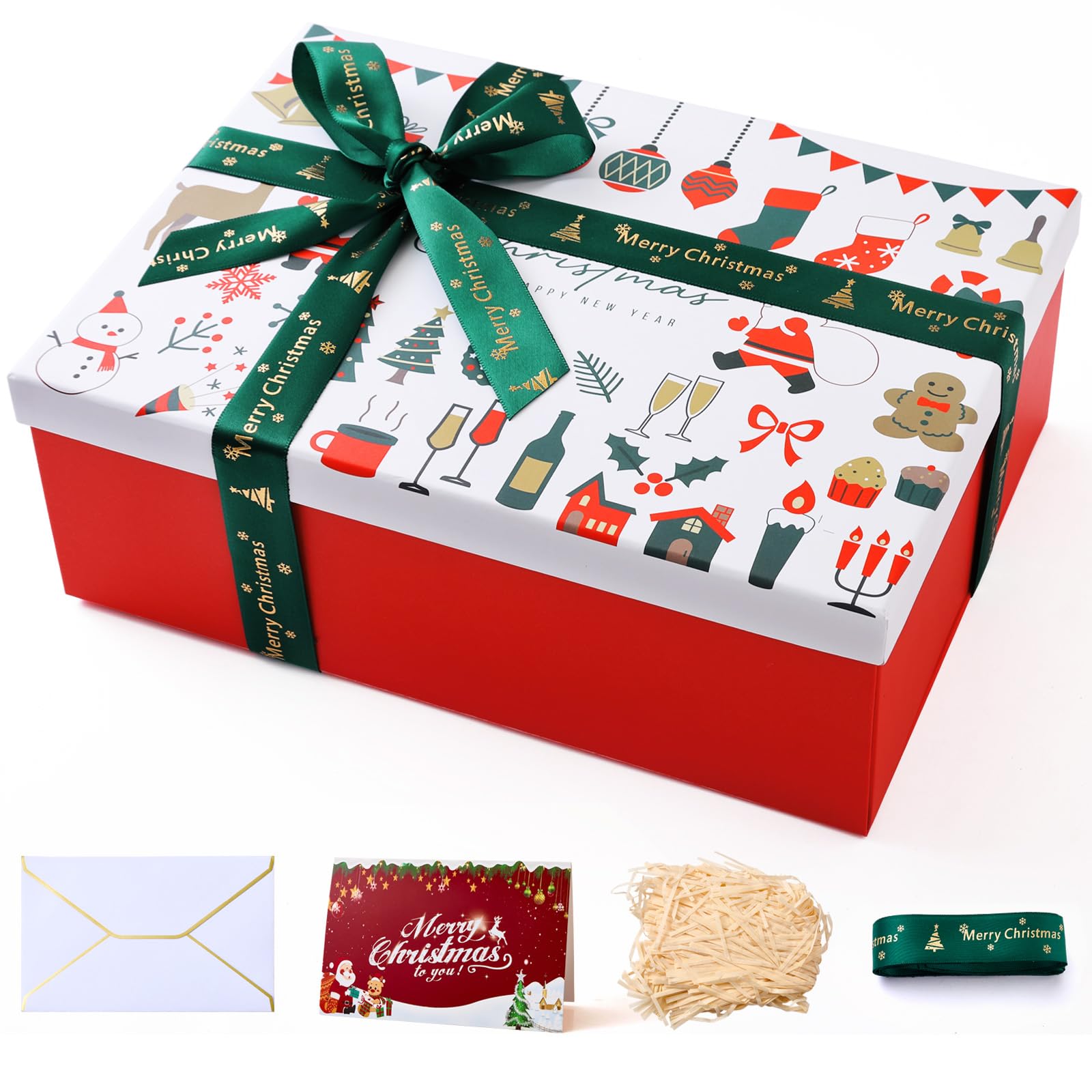 Amazon.com: YANGTE Christmas Gift Box with Lids, Large Red Gift Box for ...