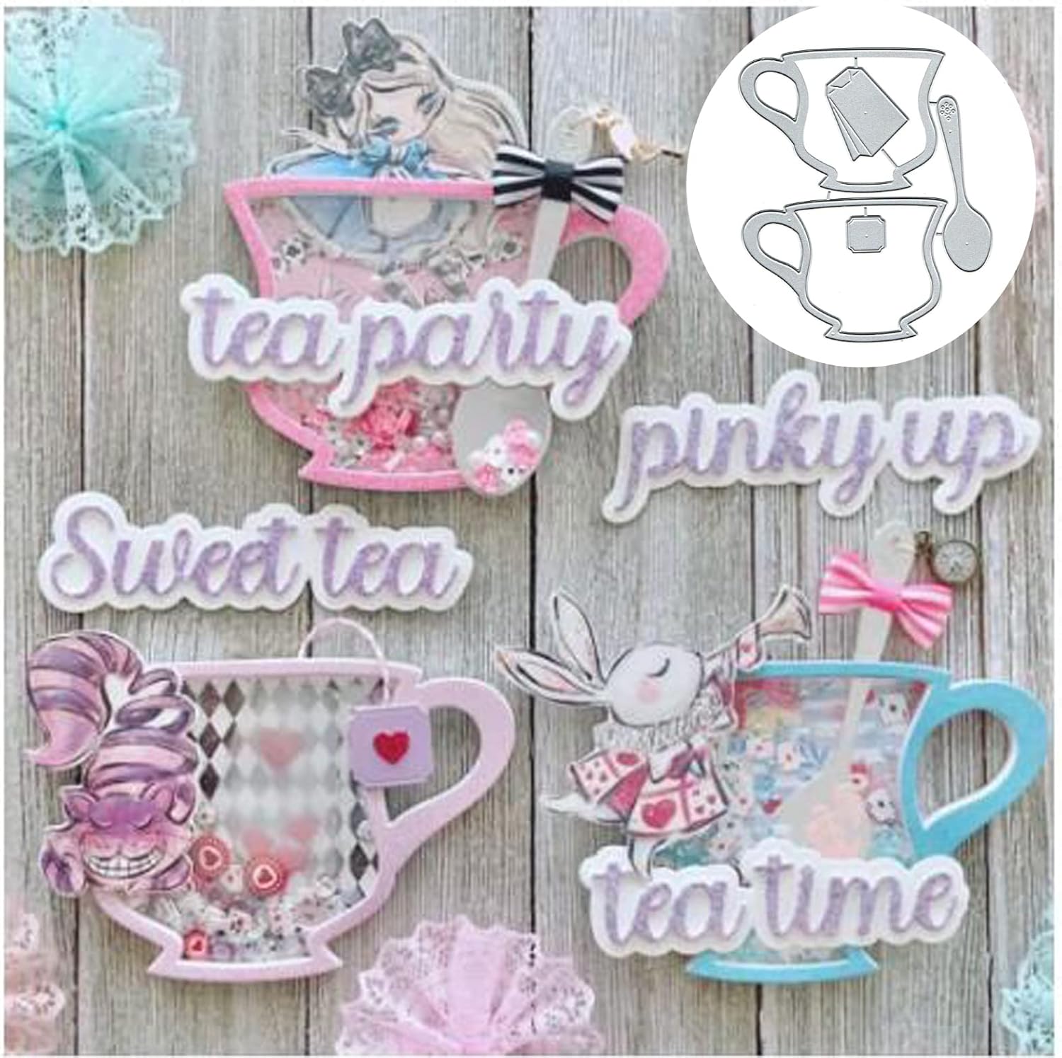 Amazon.com: Tea Cup Shaker Metal Die Cuts for Card Making,Christmas Cup ...