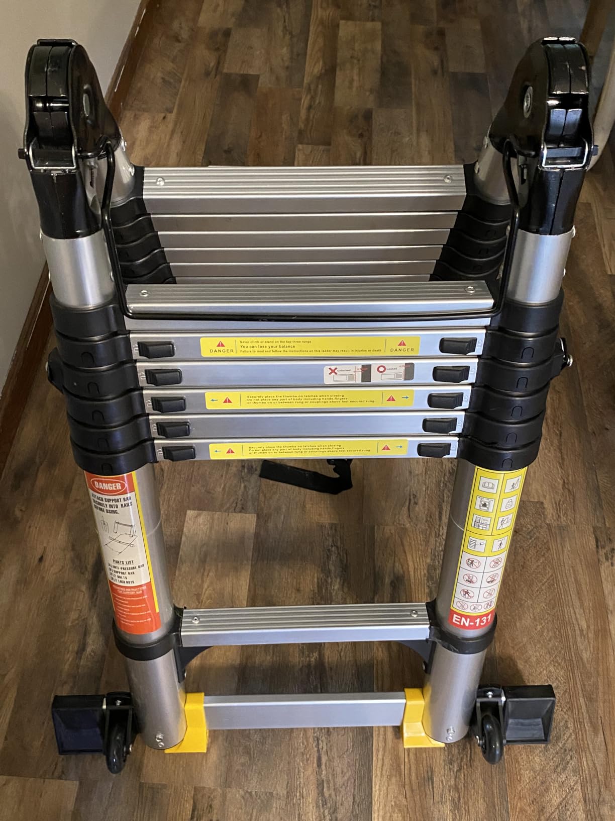 $28/mo - Finance 16.5FT Telescoping A Frame Ladder with Tool Platform ...