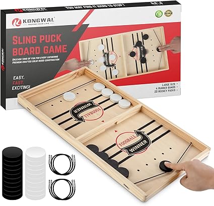 Large Sling Puck Game, Foosball Winner Board Game, Wooden Hockey Table ...