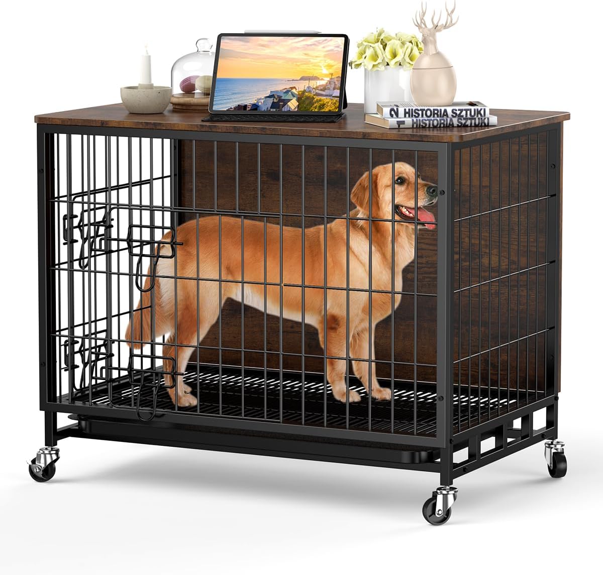 Amazon.com: Dog Crate Furniture - 2024 and Versatile Wooden Dog Kennel ...