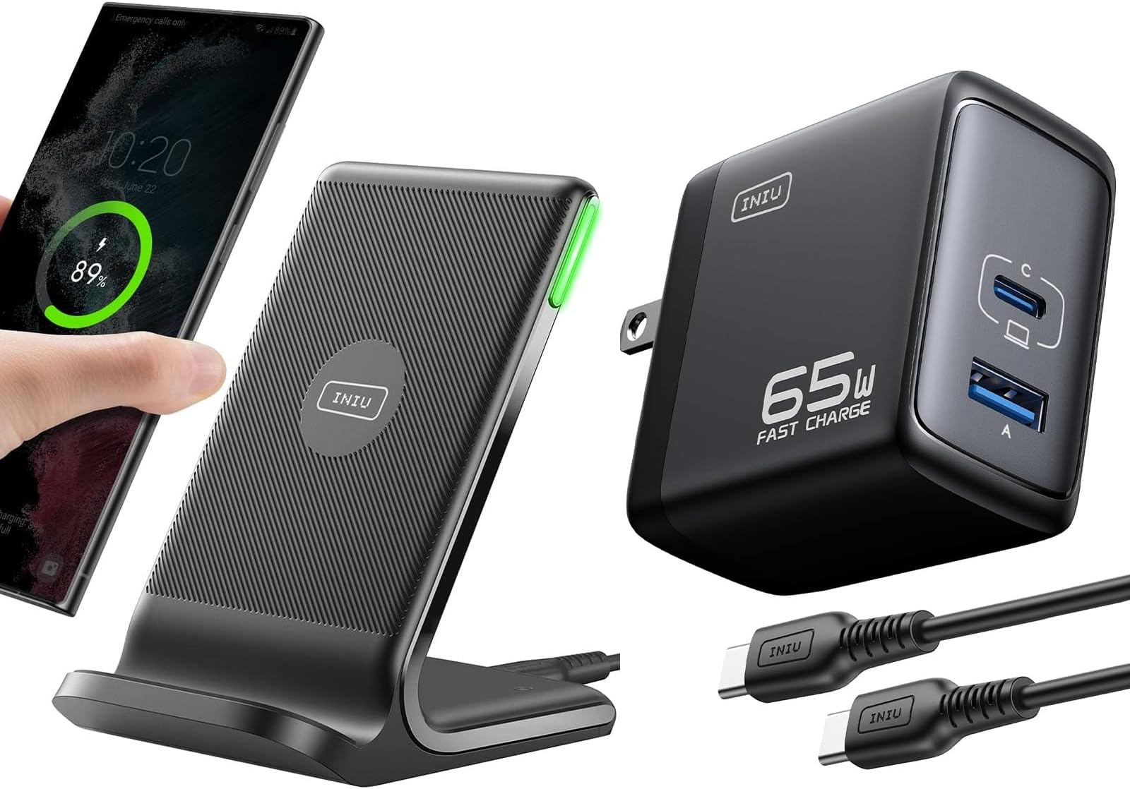 Amazon.com: INIU 65W USB C Charger + 15W Wireless Charger Station ...