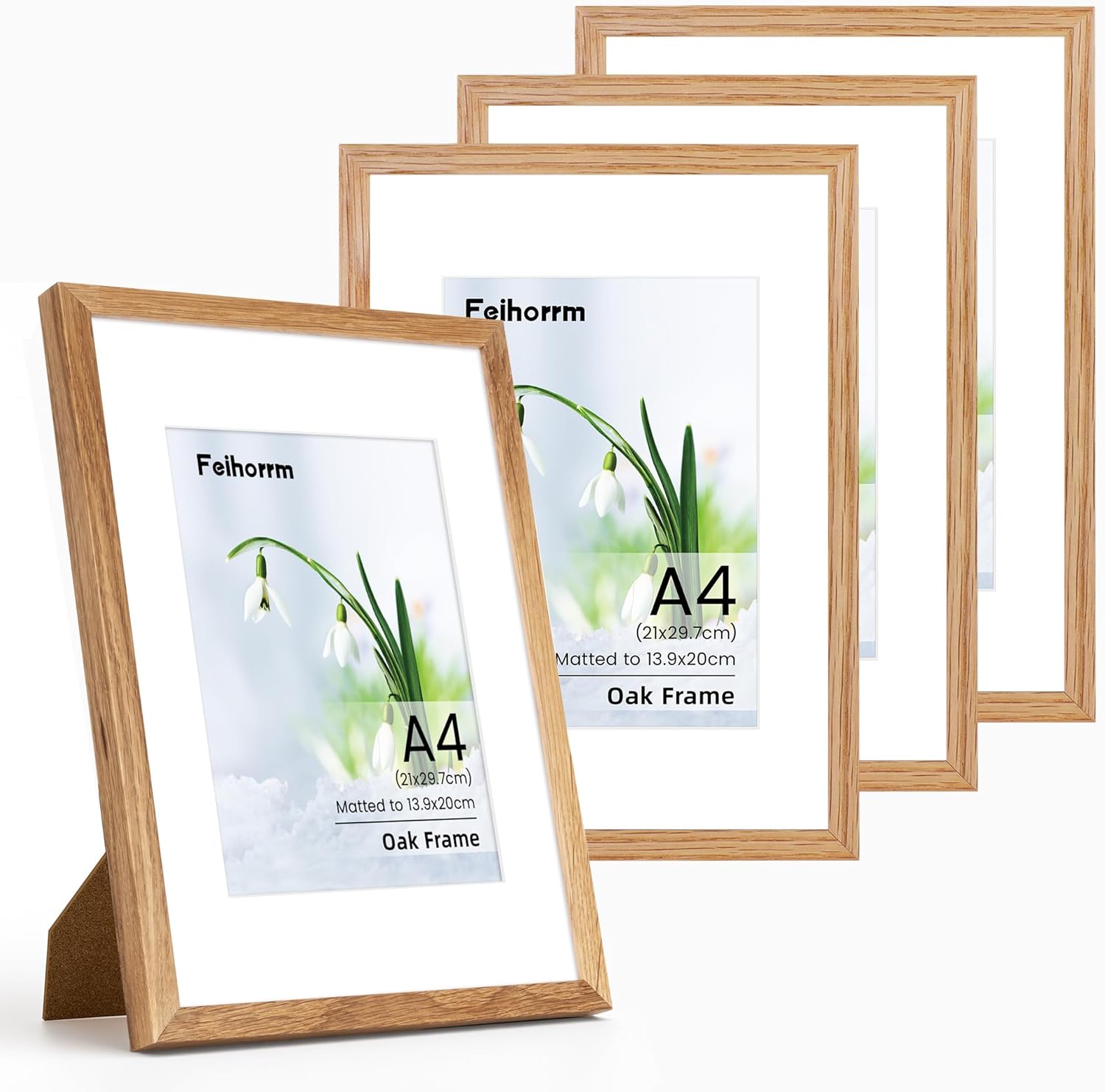 A4 Frame Set of 4, Oak Wood A4 Picture Frame Certificate Documents ...