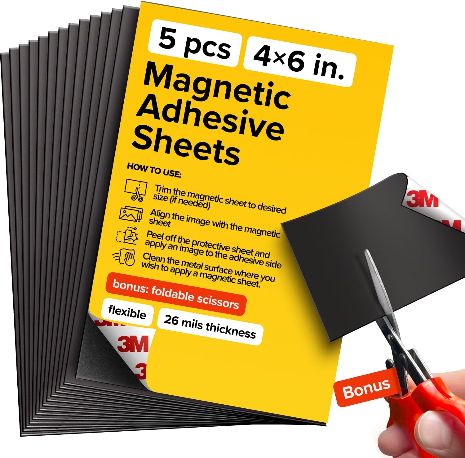 Amazon.com: DIY Craft Magnetic Sheets with adhesive backing - 4x6 ...