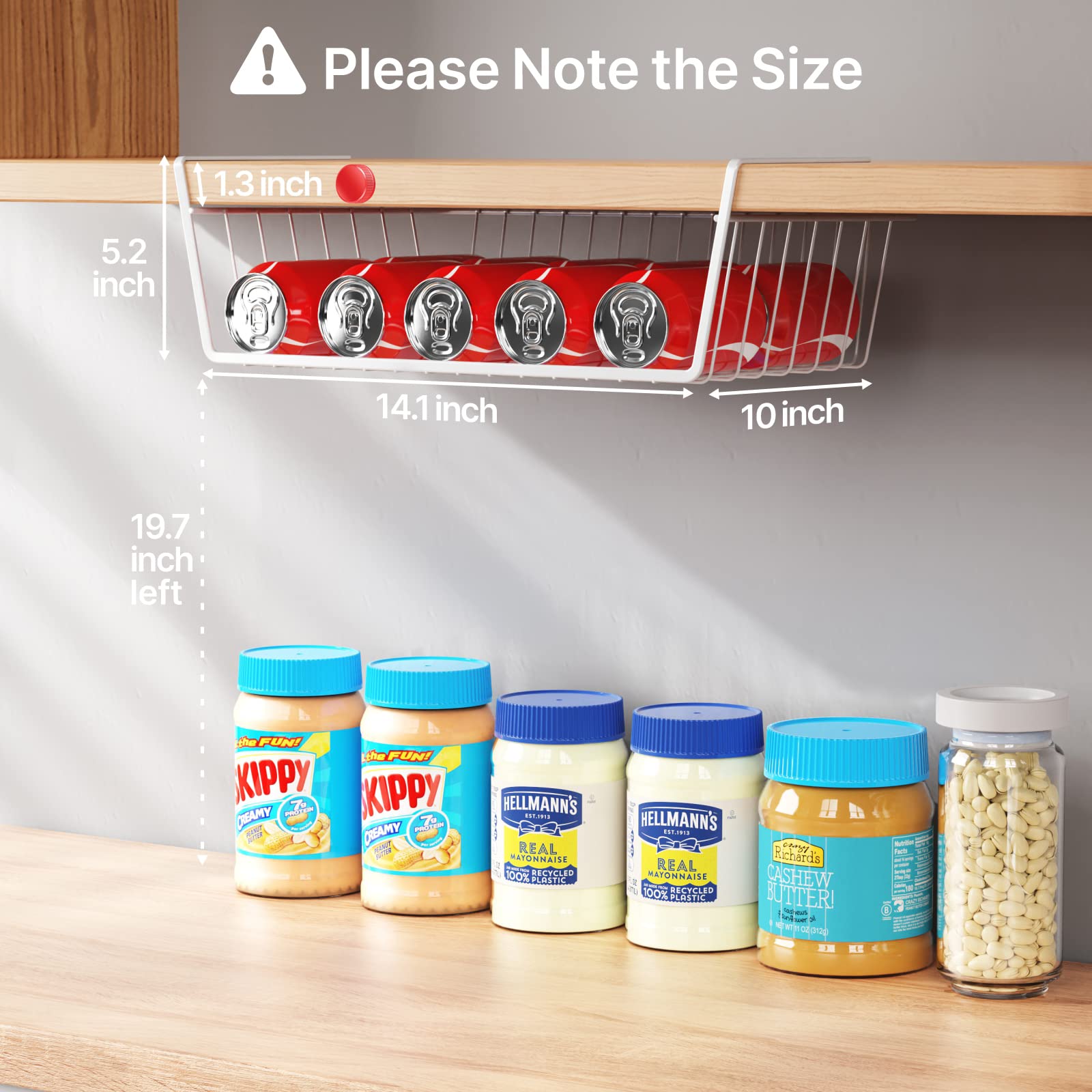 Snapklik.com : Under Shelf Basket, 4 Pack Under Cabinet Organizer Easy To Install And Use ...
