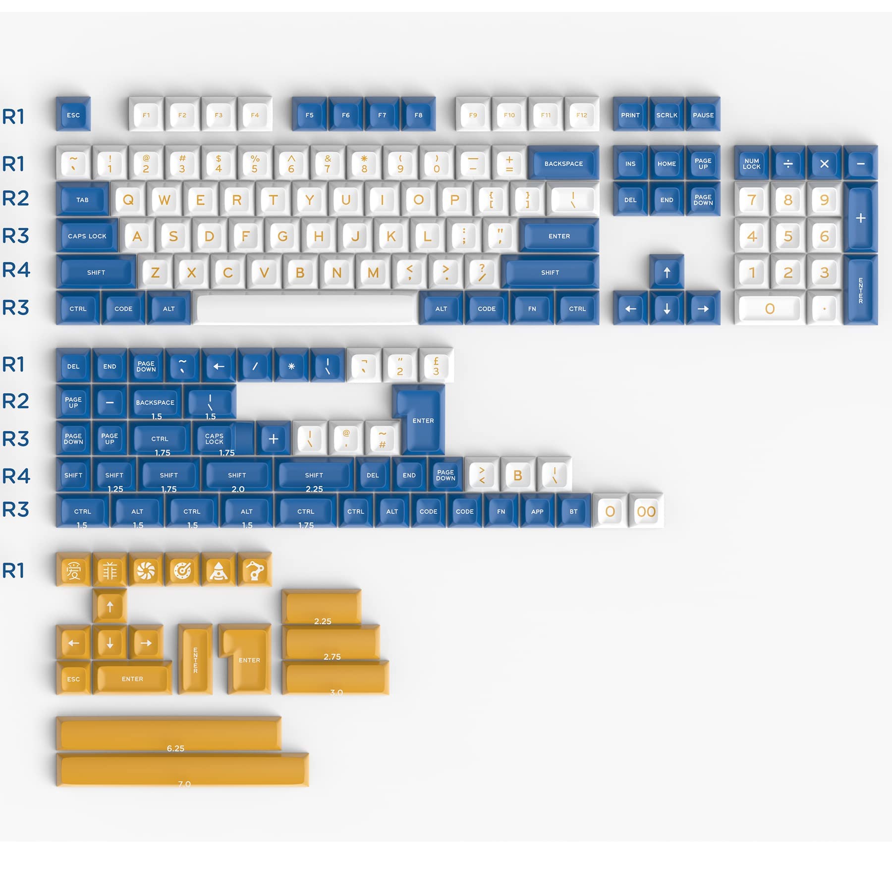 MG WAHTSY Custom Keycaps 172 Keys Kit SA Profile ABS Double-shot ...