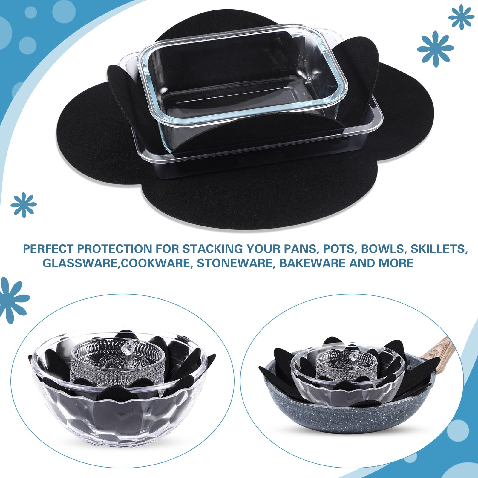 Snapklik.com : Queekay 36 Pcs Felt Pot Pan Protectors Dish Dividers ...