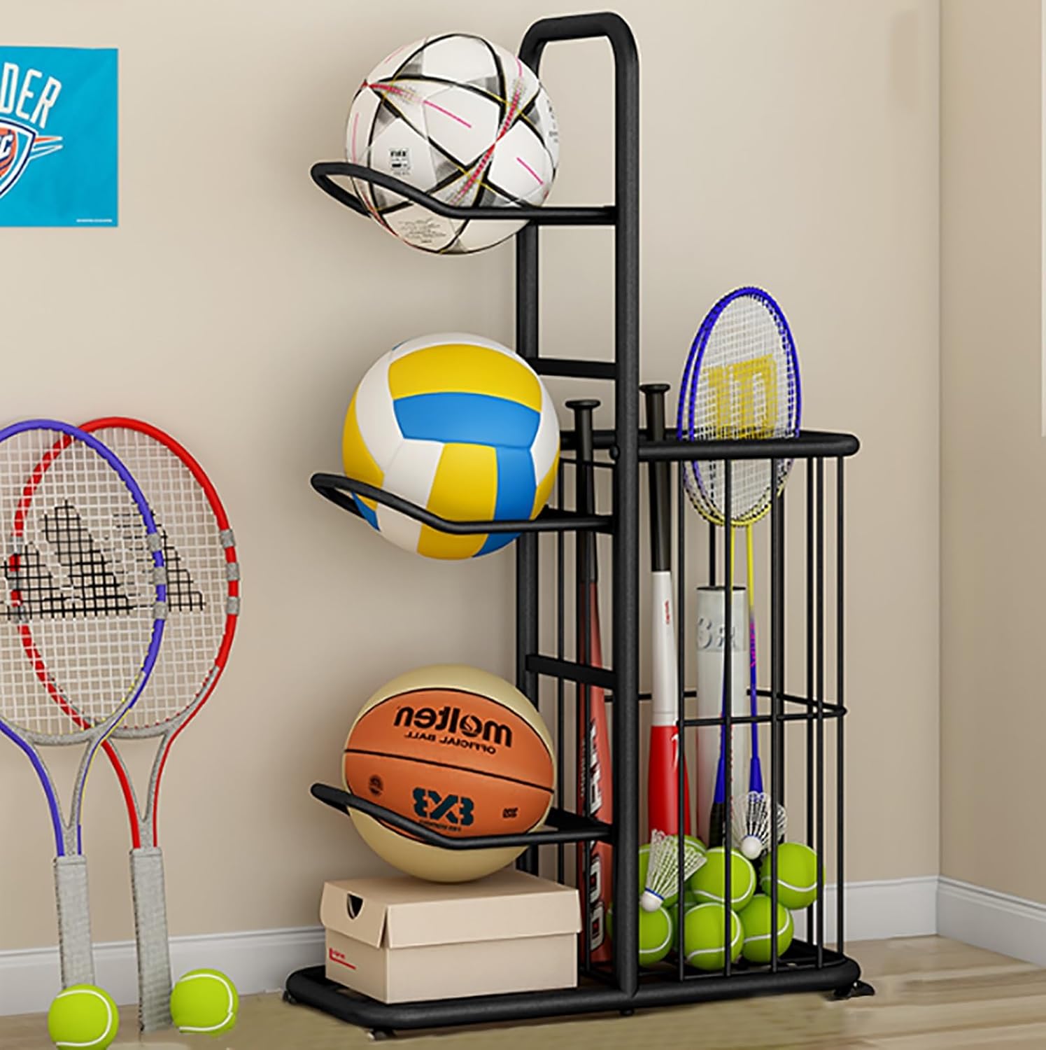 Amazon.com : Home Gym Storage Rack, Football/basketball Storage Rack ...