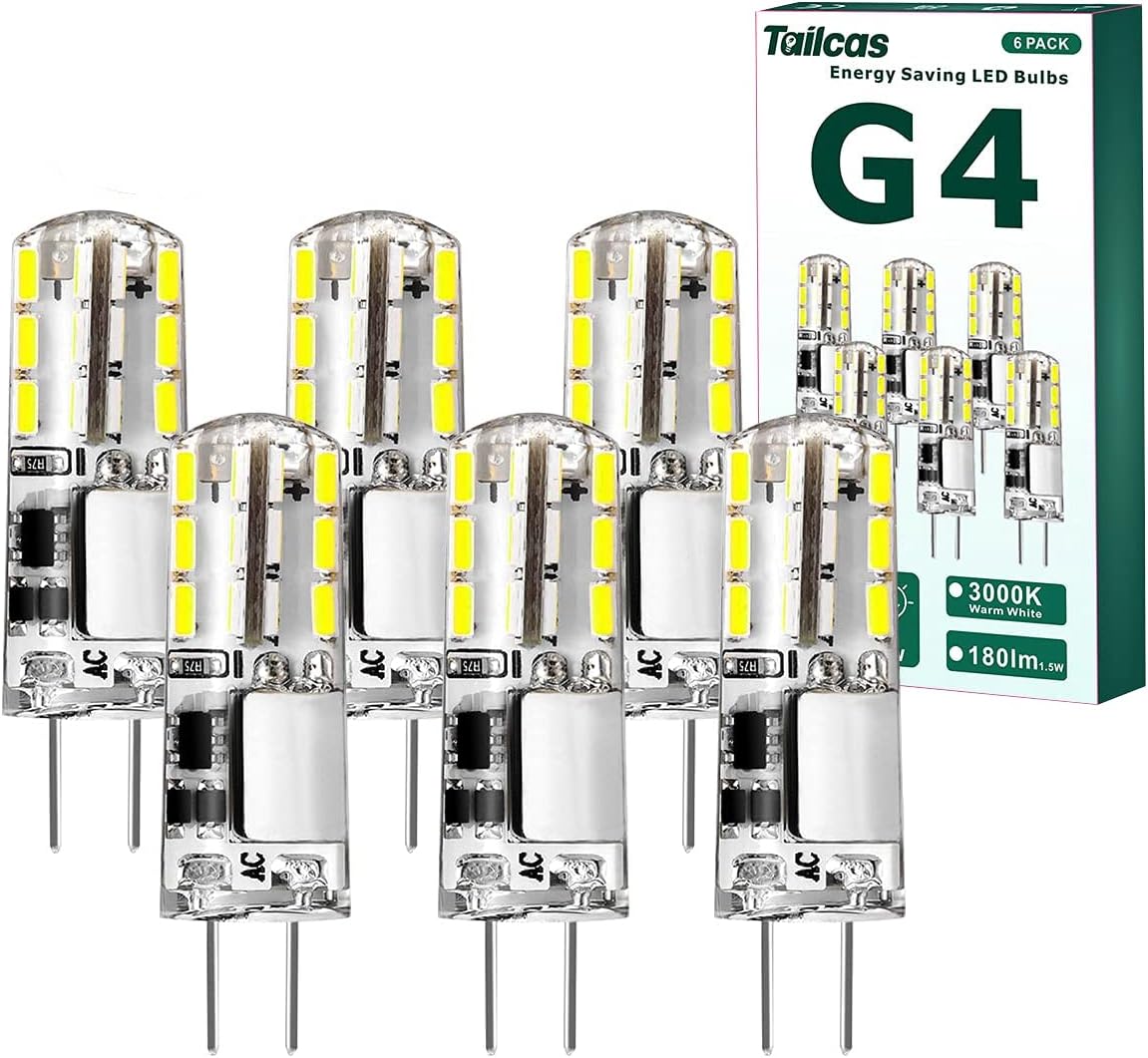 Tailcas G4 LED Lampadina, 1.5W Equivalenti a 20W Lampada Alogena, AC/DC ...
