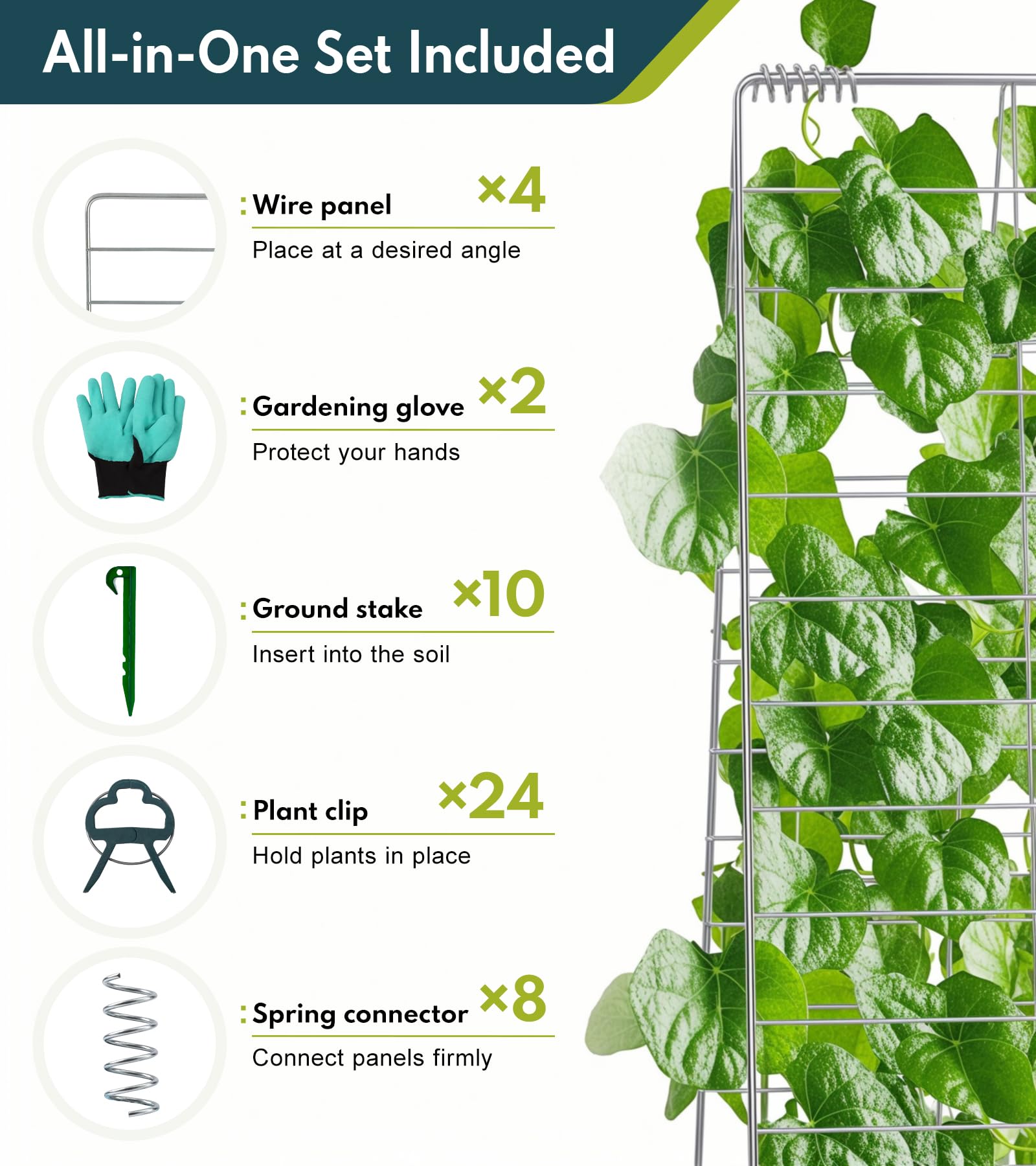 Snapklik.com : 4 Panels Cucumber Trellis For Raised Bed, Rustproof A ...