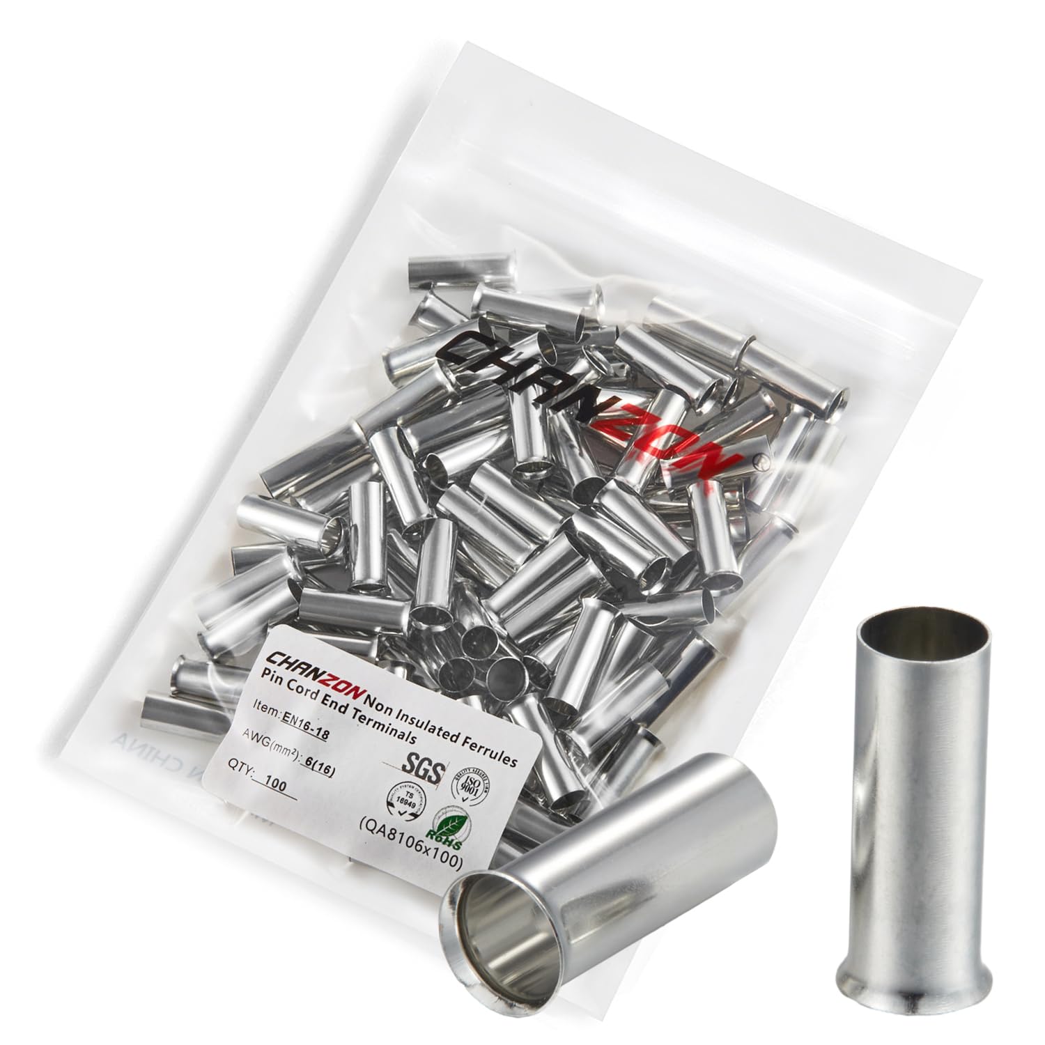 Chanzon 100pcs EN16-18 Non Insulated Wire Ferrules for 6AWG(16mm² ...