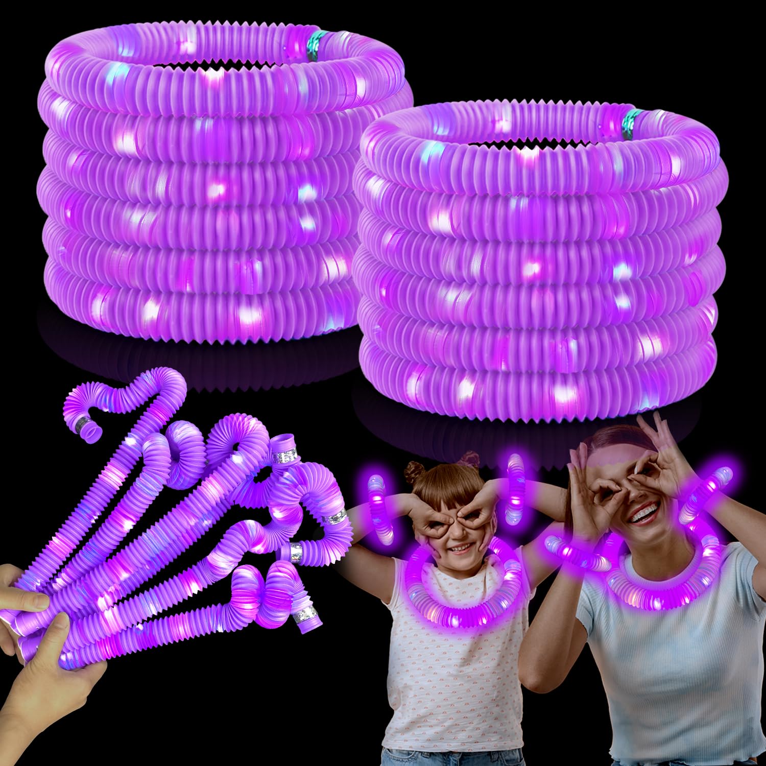 Amazon.com: Glow Party Favors Supplies for Kids,12 PCS Purple Light Up Glow Sticks Necklaces ...