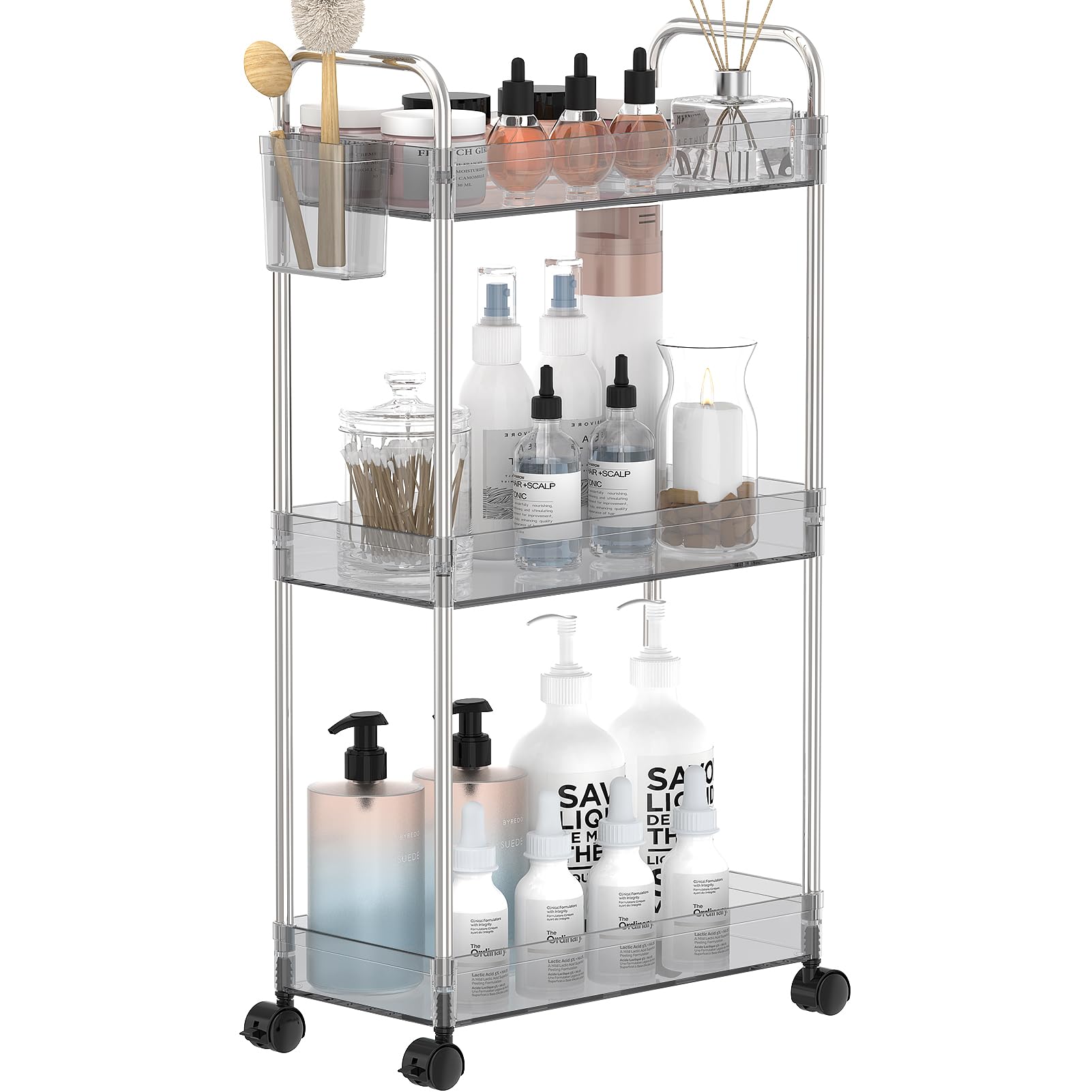 Snapklik.com : SPACEKEEPER Storage Rolling Cart 3 Tier Acrylic Bathroom ...