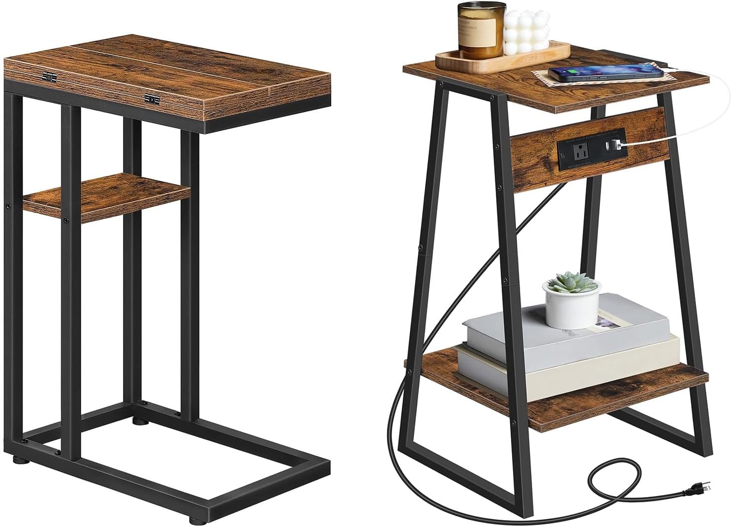 Amazon.com: HOOBRO Foldable End Table, C Shaped Side Table with Storage ...