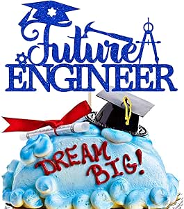 Amazon.com: Future Engineer Cake Topper, Blue Glitter Engineer ...