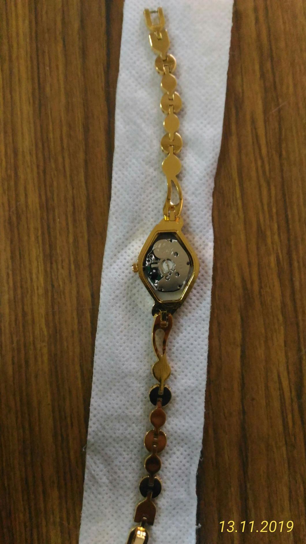SWISSTONE Stainless Steel Jewels163-Blkgld Gold Plated Wrist Analogue ...