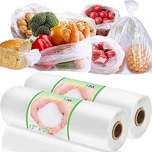 Amazon.com: 12" x 20" Plastic Produce Bags Roll, Fresh-Keeping Disposable Food Bags, Clear ...