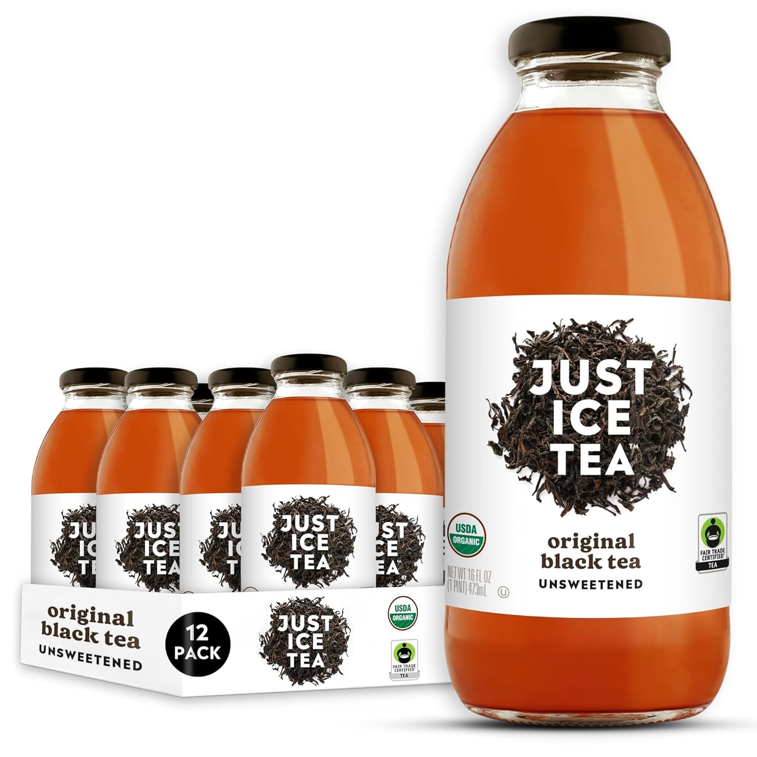 Amazon.com : Just Ice Tea Organic Iced Tea, 16 Fl Oz Glass Bottles ...