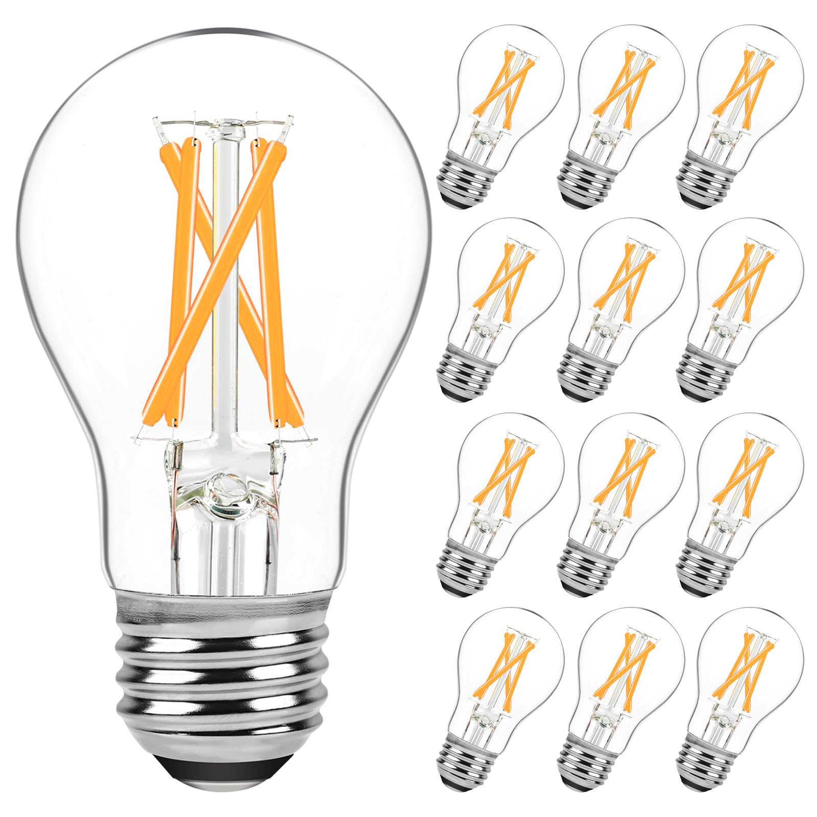 12-Pack Dimmable E26 LED Edison Bulbs 60 Watt Equivalent, 6W A15 2700K ...