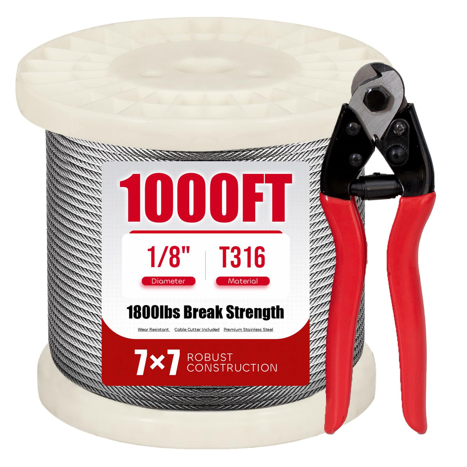 Snapklik.com : 1000FT 1/8" Stainless Steel Cable Kit For Deck Railing ...