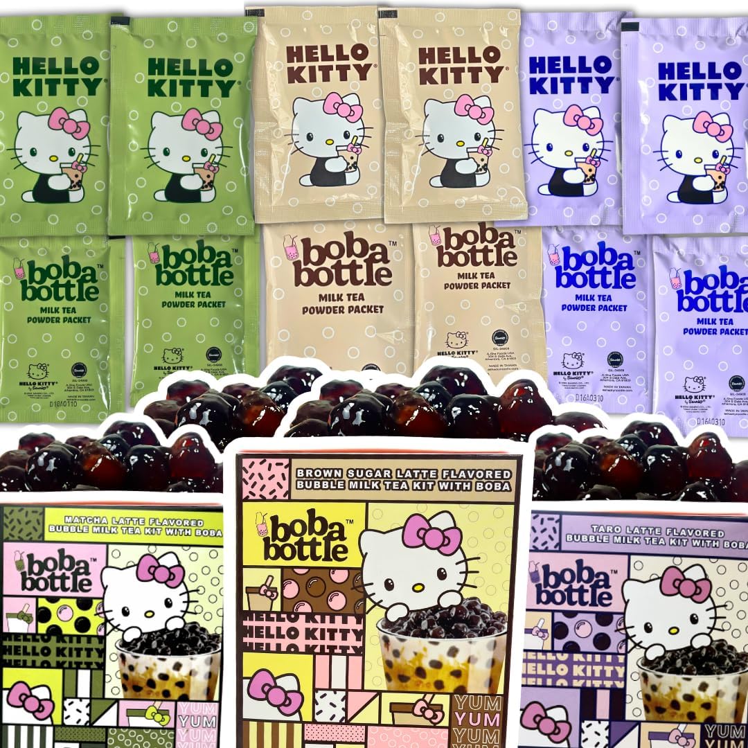 Amazon.com: Hello Kitty Instant Boba Milk Tea Variety Kit, Brown Sugar ...