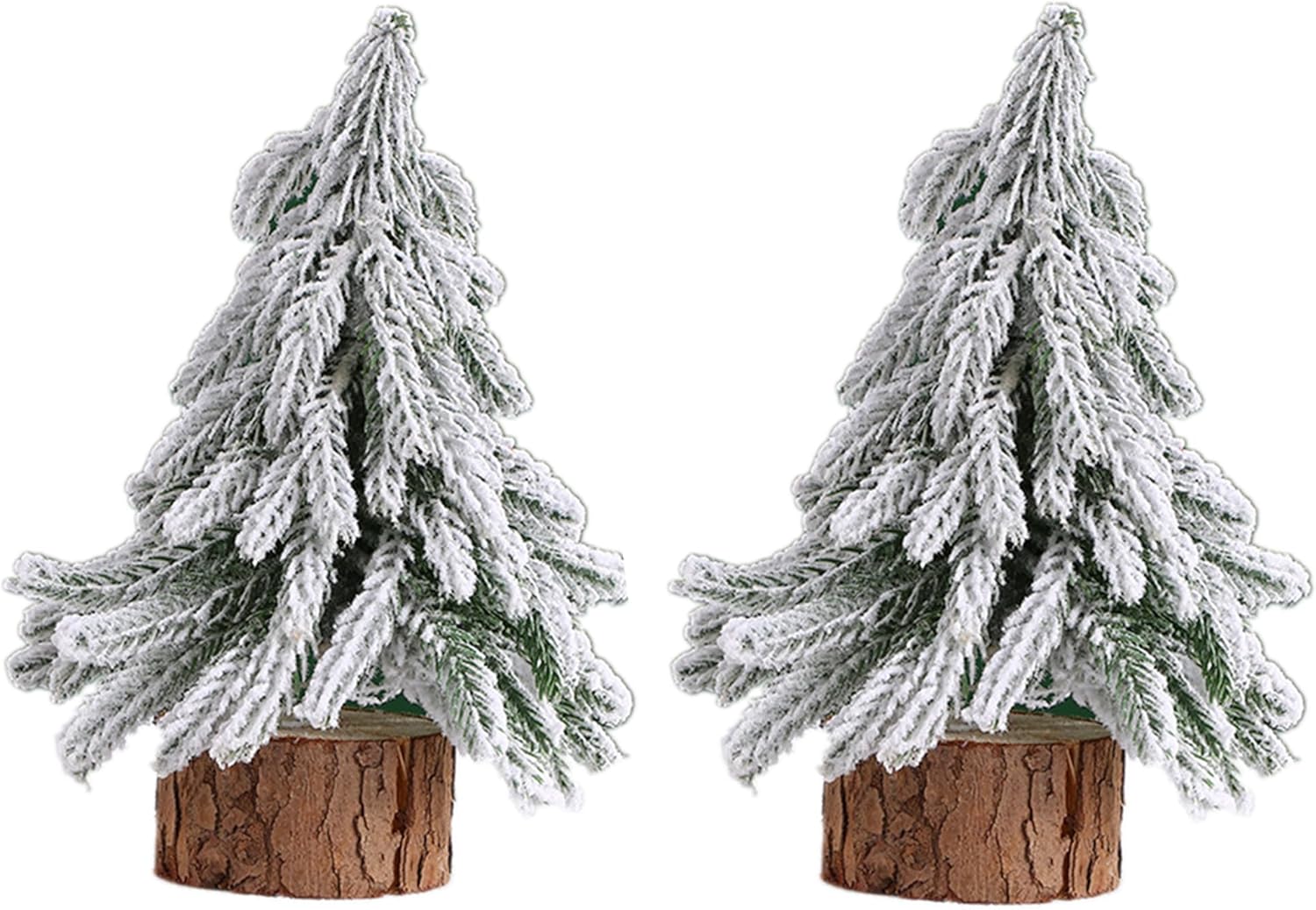 Amazon.com: 2 Pack Tabletop Snow Mini Christmas Tree, 7 inch Simulated ...