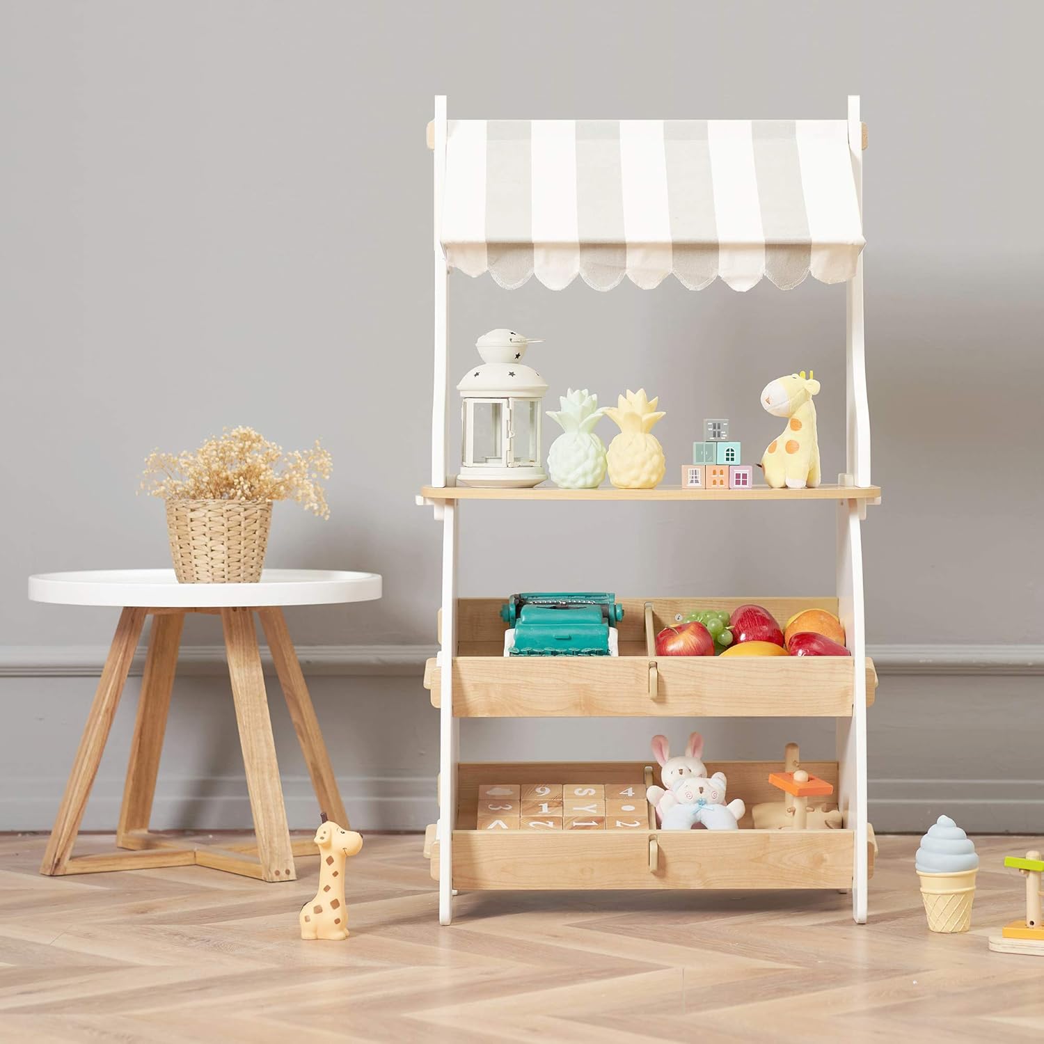 Hooga Wooden Toy Shop, Kids Role Play Shop Market Stand With Realistic ...