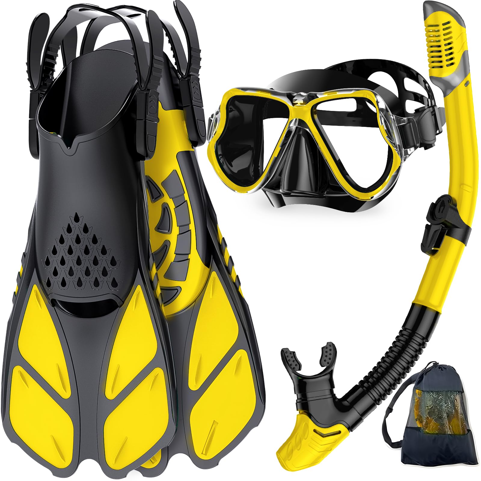 Zenoplige Mask Fins Snorkel Set, Snorkeling Gear for Adults, Panoramic ...