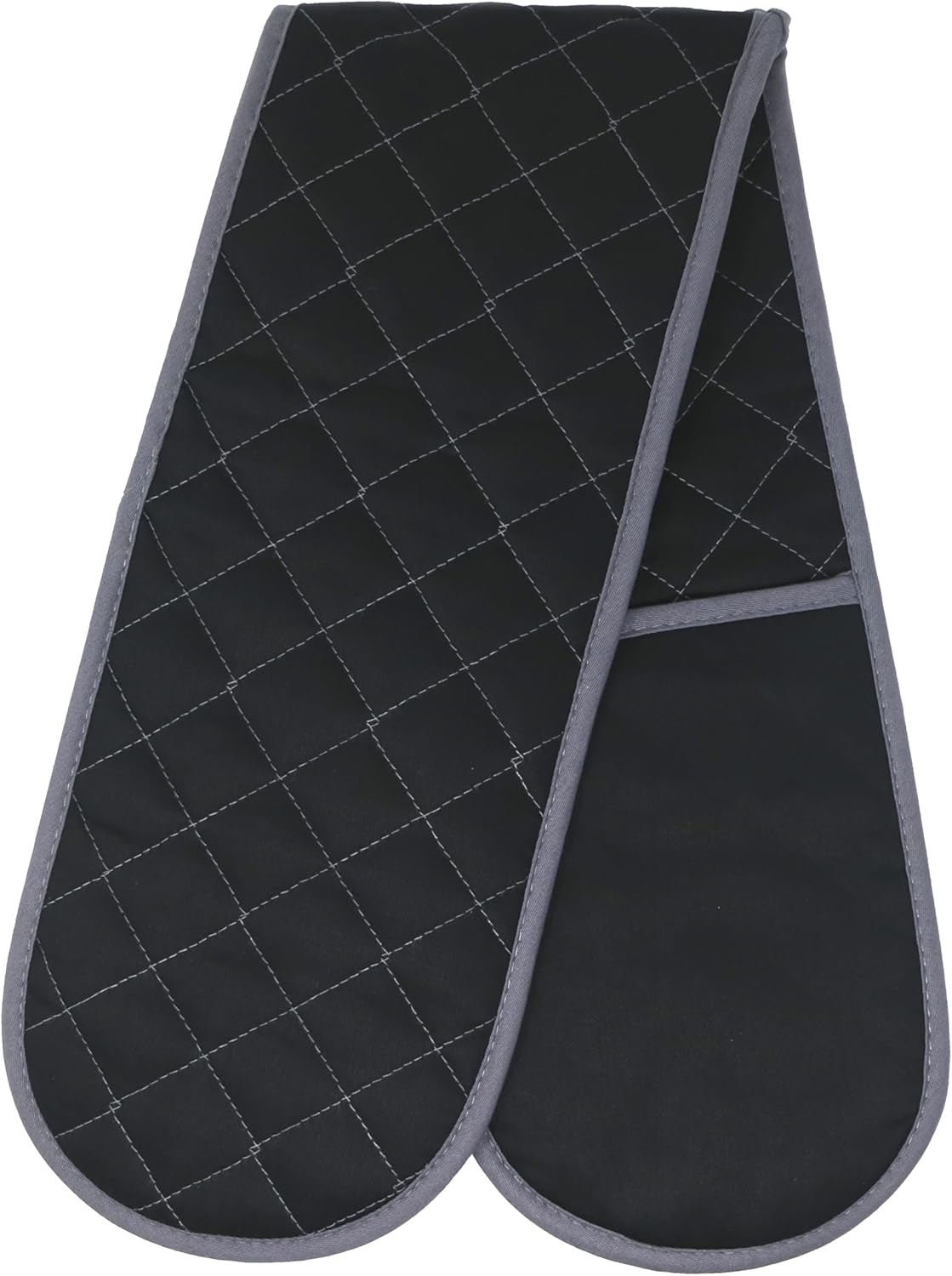 Oven Gloves, Black, Double Oven Mitts, Heat Resistant Cooking Gloves ...