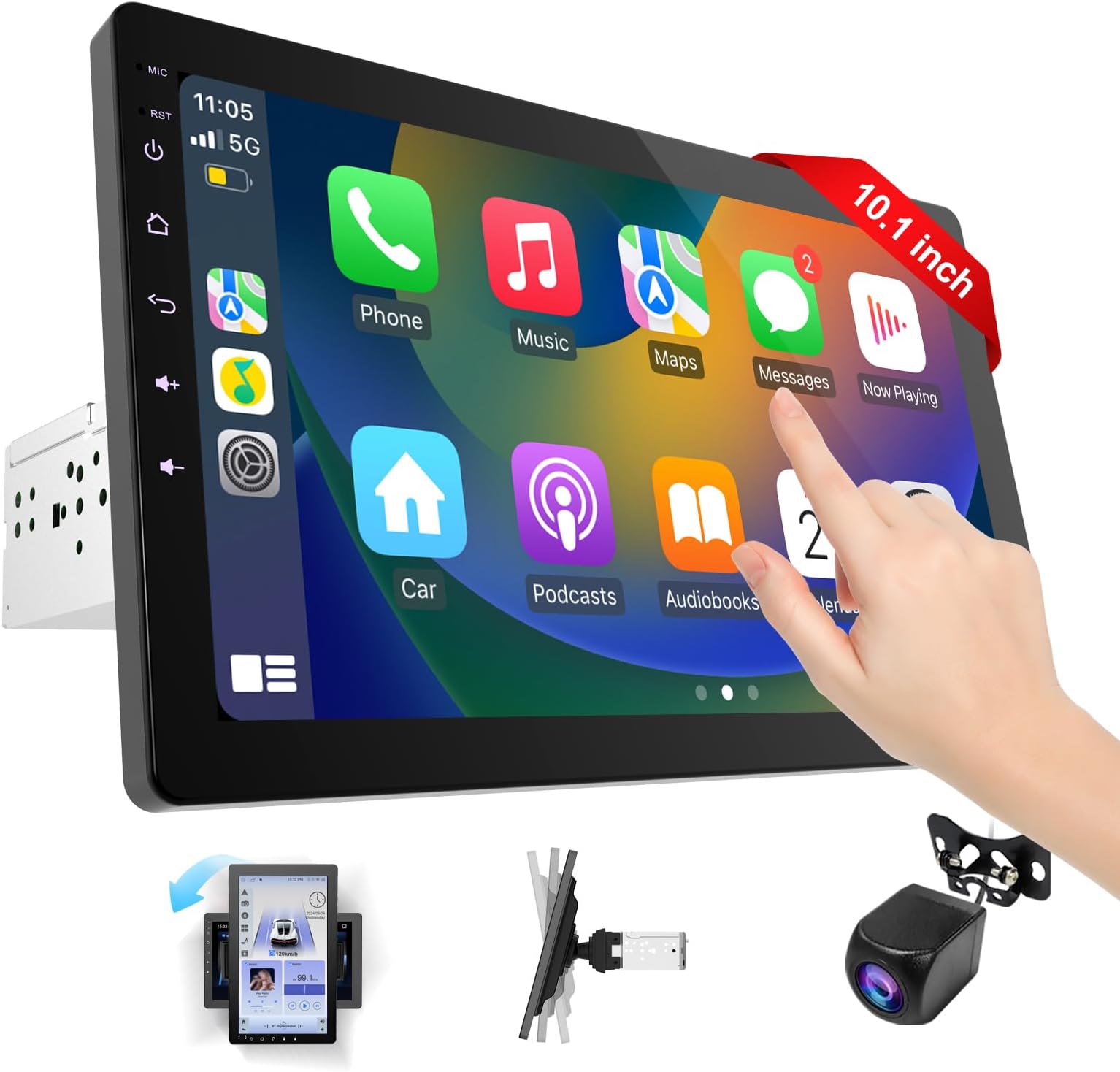 Amazon.com: 10.1 Inch Rotatable Carplay Screen for Car and Android Auto ...