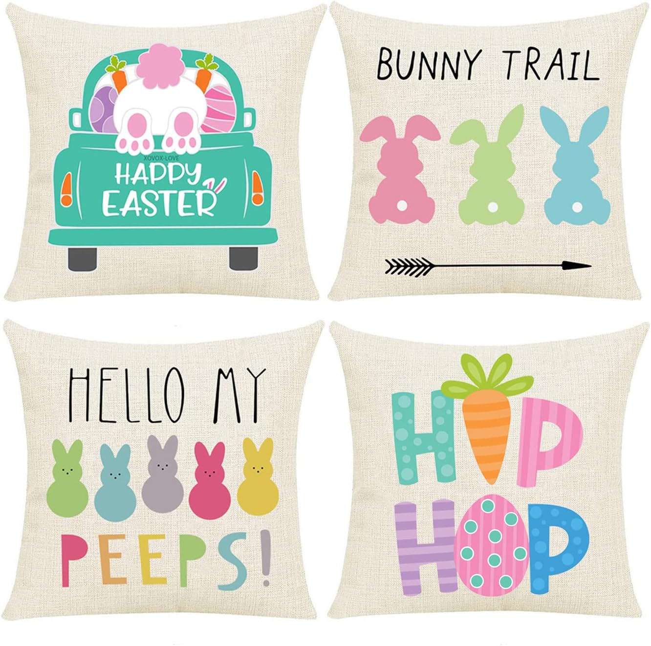 Amazon.com: Easter Pillow Covers 18x18 Inch Set of 4PCS Easter ...