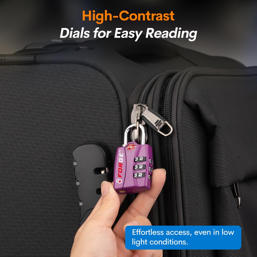 Snapklik.com : Forge Luggage Locks TSA Approved 2 Pack Purple, Small ...