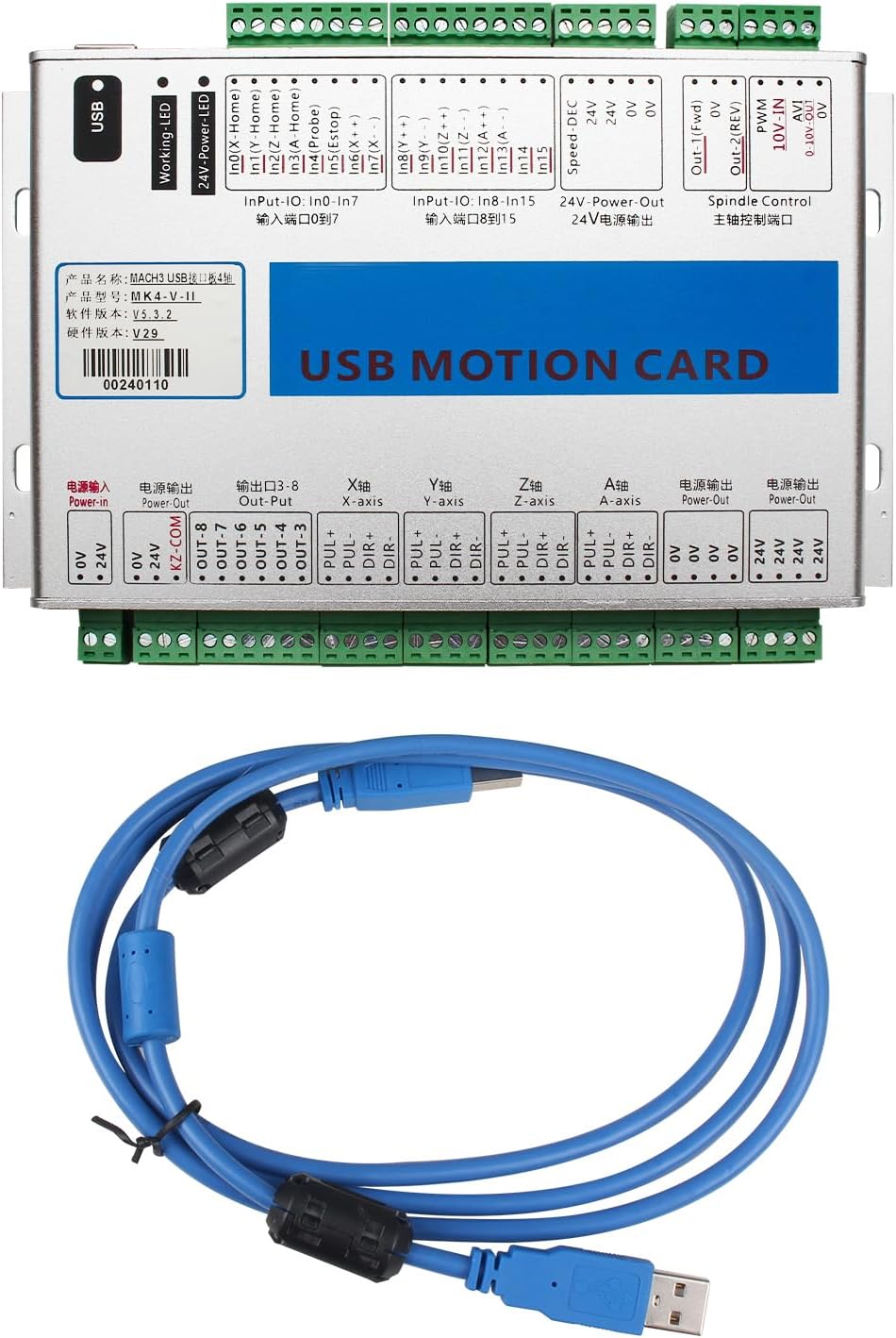 Amazon.com : RATTMMOTOR CKXV-3/4/6 Axis CNC Motion Control Card Mach3 USB Controller Breakout ...