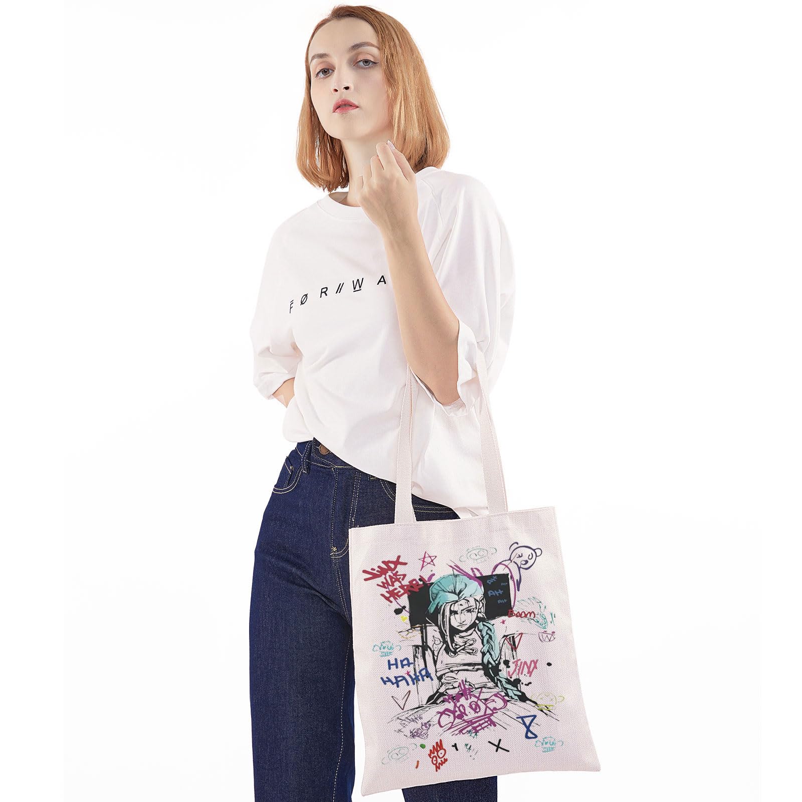 Snapklik.com : WZMPA Jinx & Vi Movie Tote Bag Jinx & Caitlyn Player ...