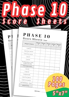 Amazon.com: Phase 10 Score Sheets | 100 Pages | Small Size 5"x7 ...