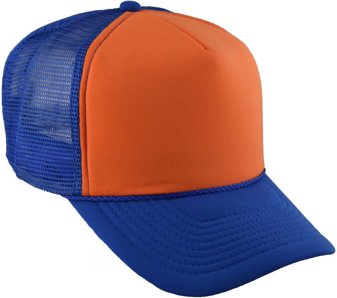 Amazon.com: Royal Blue and Orange Industrial Mesh Trucker Style Cap Hat ...
