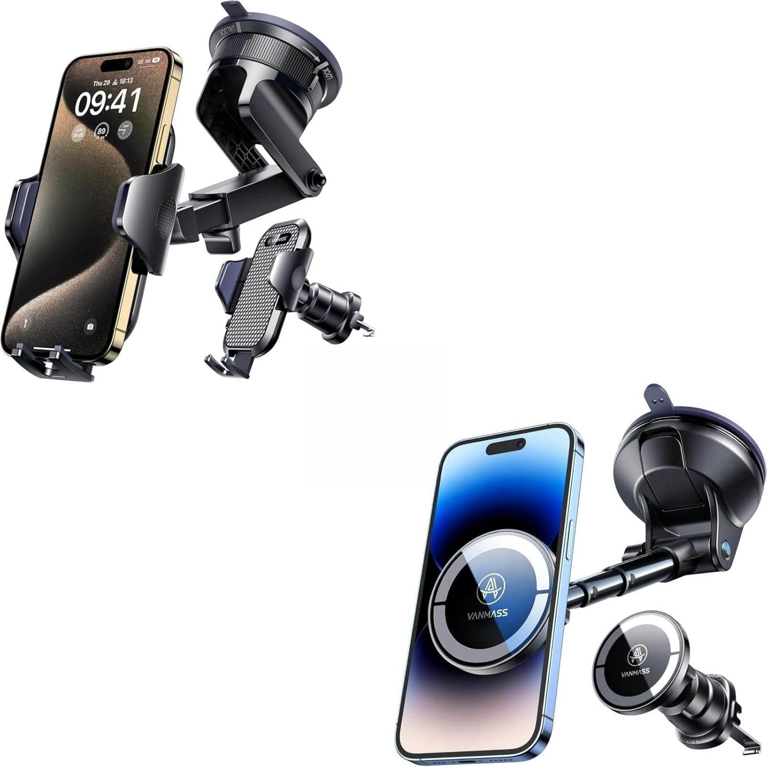 Amazon.com: VANMASS Car Phone Holder [Upgraded Strongest Suction & Clip ...