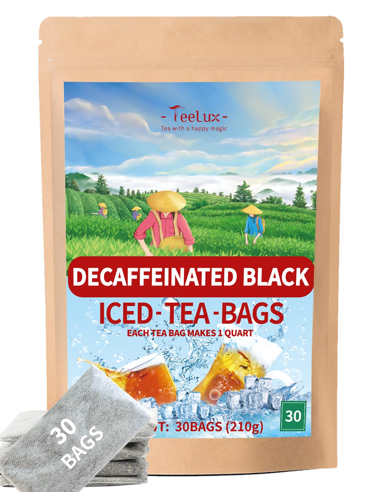 Amazon.com: TeeLux Decaf Black Iced Tea, Decaffeinated Black Tea Bags ...