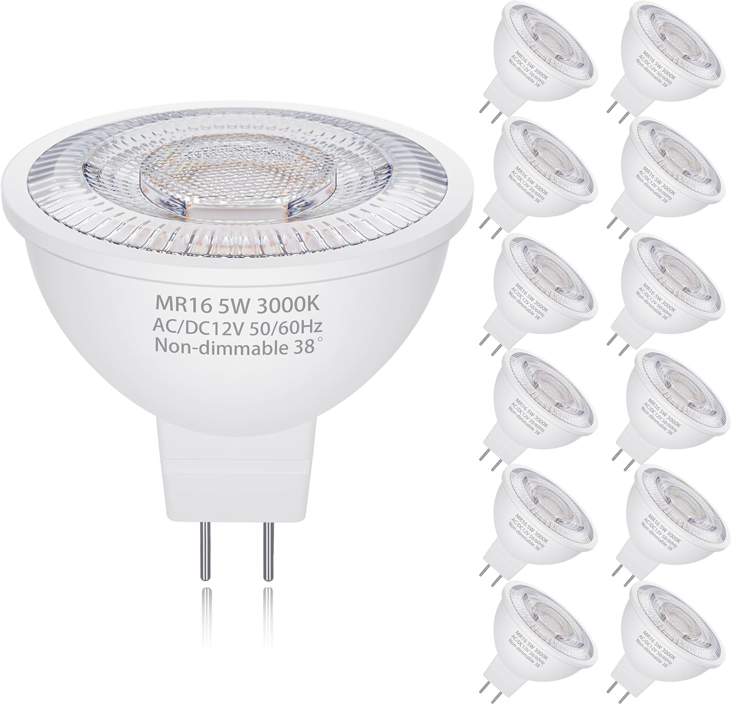 QQLXST MR16 LED Bulbs 50W Halogen Equivalent, 3000K Soft Warm White, 5W MR16 GU5.3 Bi-Pin Base ...
