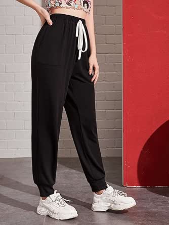 Amazon.com: Women's Drawstring Athletic Sweatpants Tie Front Workout ...