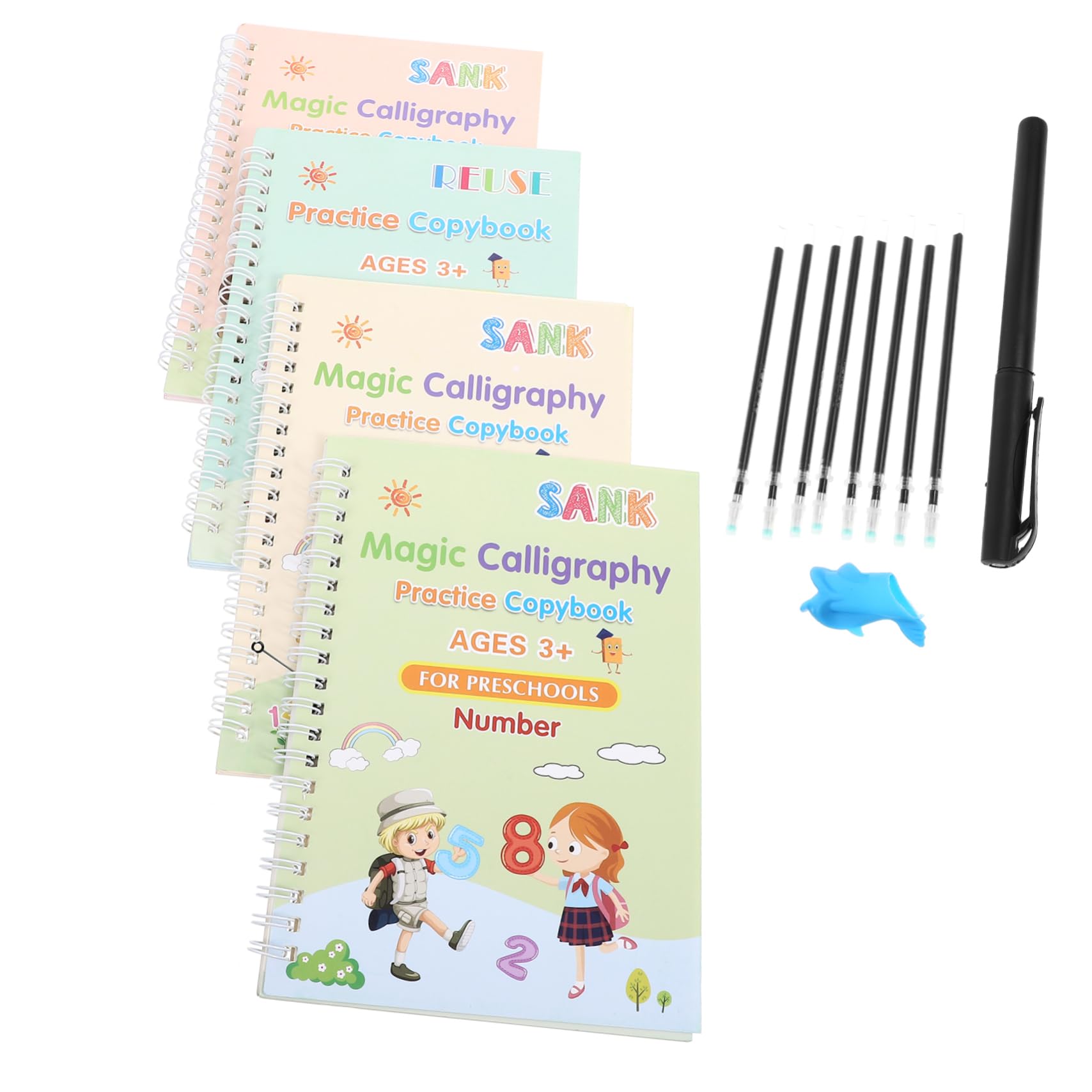 Amazon.co.jp: NUOBESTY 1 セット アラビア数字 3d コピーブック書道子供のデジタル コピーブック 手書き練習用のコピーブック 溝のある手書きの本 英語の練習帳 練習用 ...