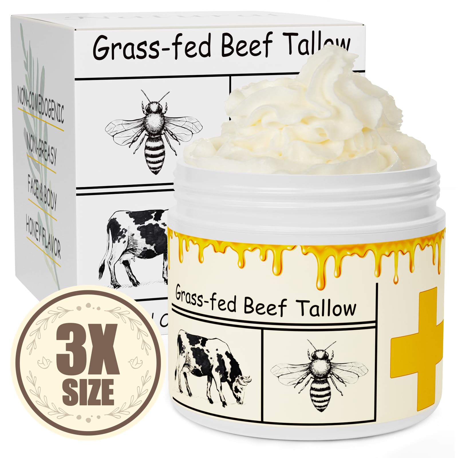 Amazon.com : Beef Tallow for Skin, Beef Tallow, Tallow and Honey Cream ...