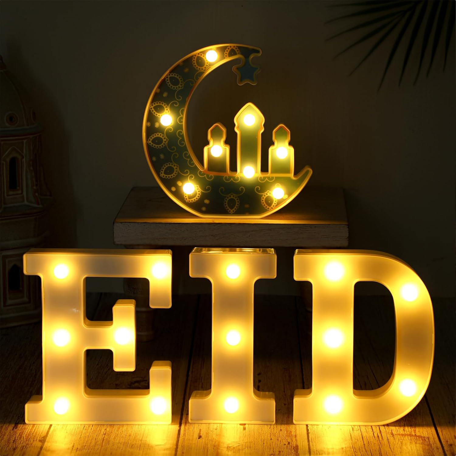 Amazon.com: Aurelema 4 Pieces Ramadan EID LED Marquee Lights EID Letter ...