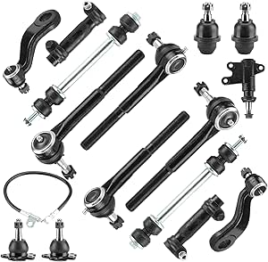 Amazon.com: 4WD Front Upper Lower Ball Joints + Sway Bar End Links + Tie Rods + Adjusting ...