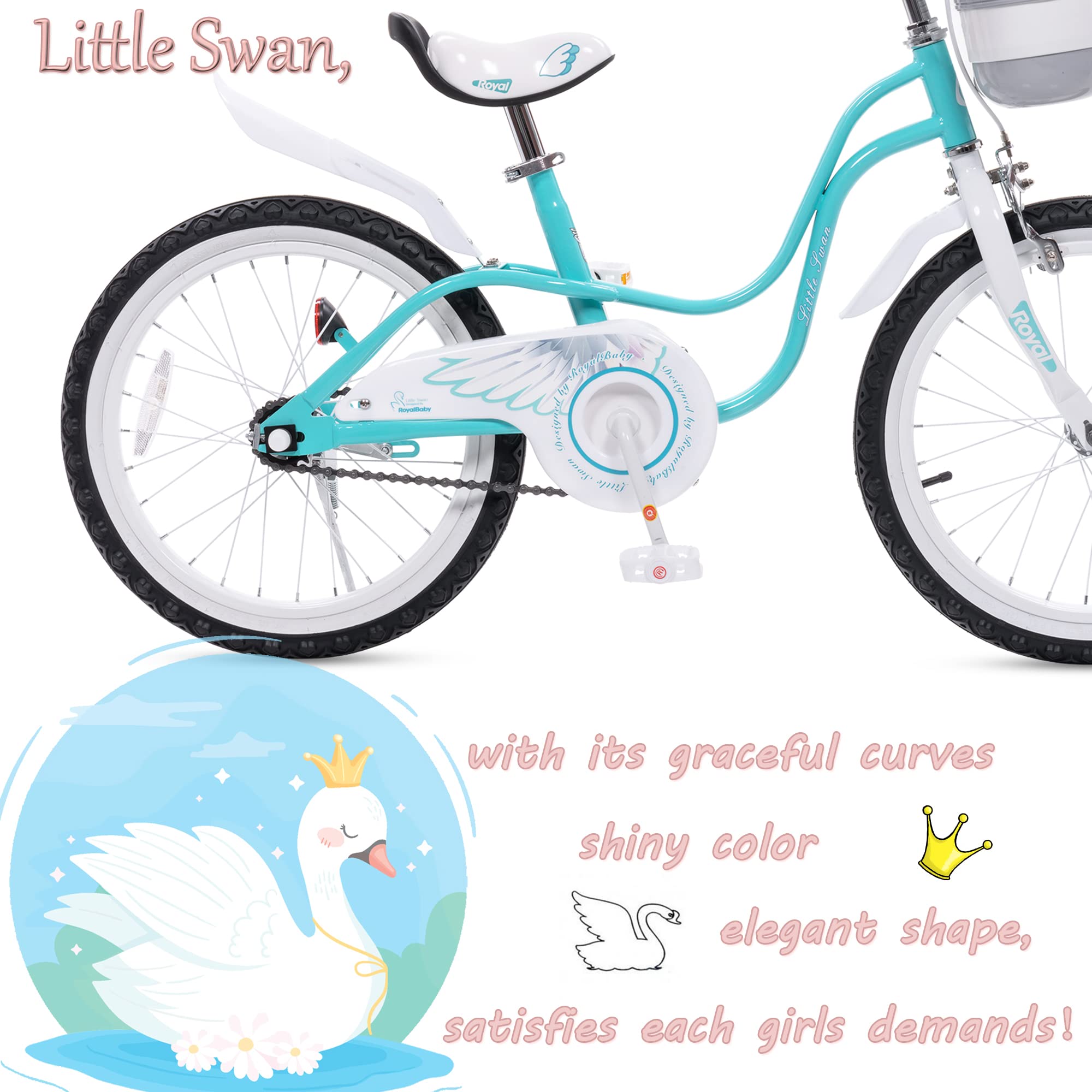 Royalbaby Girls Swan Bike Kids Vintage Bike with Kickstand Basket ...