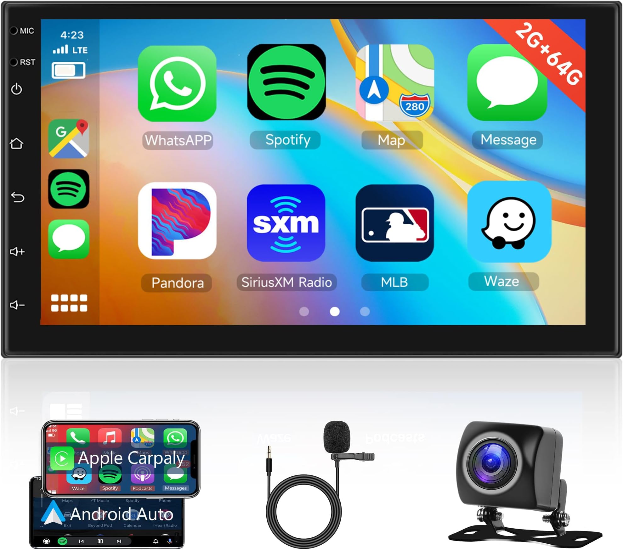 Amazon.com: 2G+64G Android Car Stereo Double Din Apple Carplay, Rimoody ...