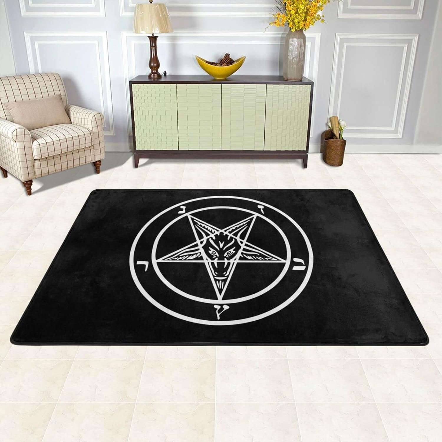 Amazon.com: Goat of Mendes Pentagram Satan Satanic Baphomet Area Rug ...