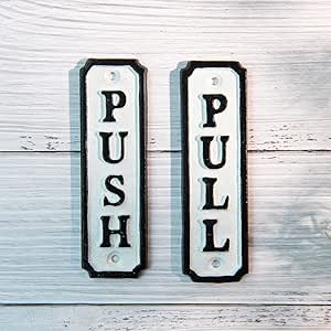 Amazon.com : Sungmor Cast Iron Push Pull Door Signs - Metal Gate Sign ...