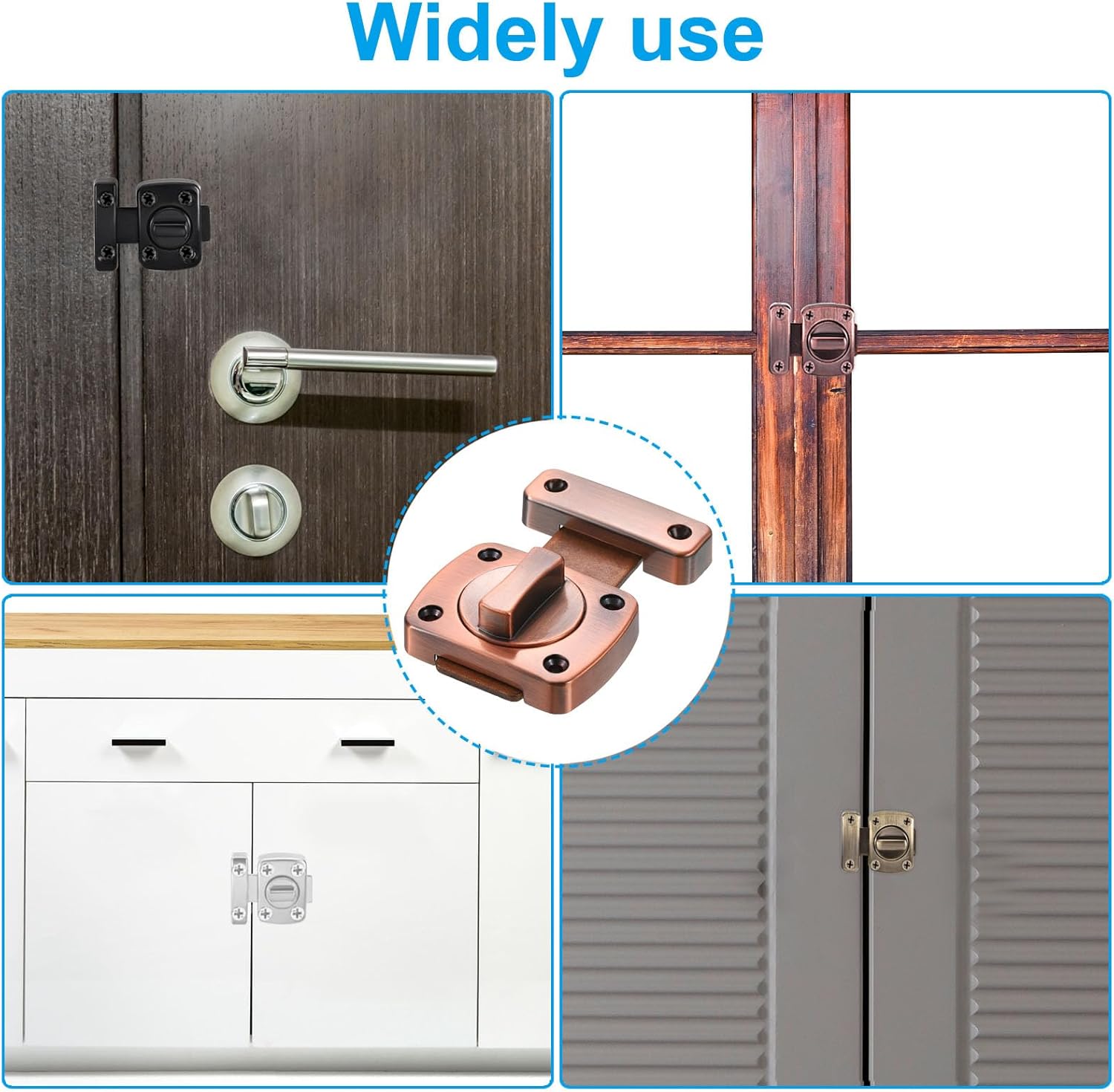 uxcell Rotate Bolt Latch, Zinc Alloy Security Door Lock Gate Latches ...