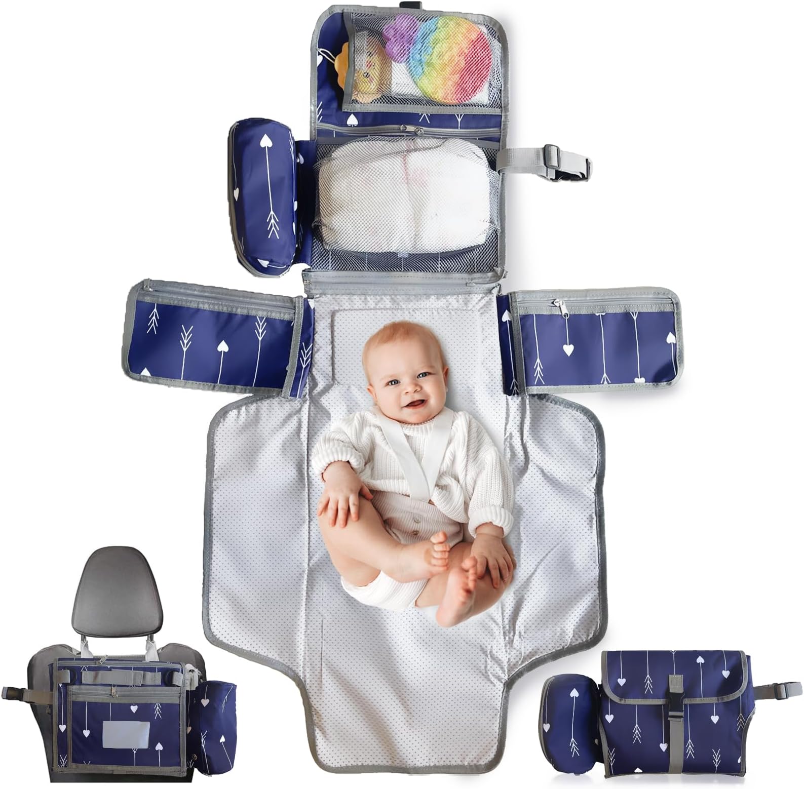 Amazon.com : Crystal Baby Smile Portable Changing Pad - Diaper Clutch ...